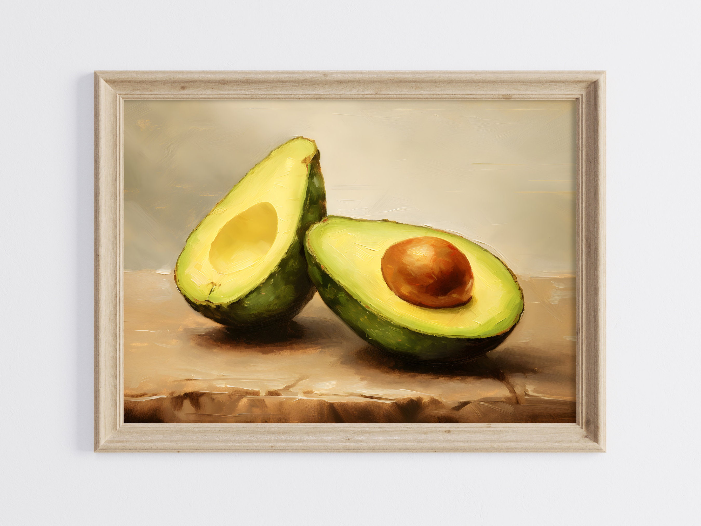 Avocado Oil Painting, Avocado Printable Art, Kitchen Wall Art, Avocado ...