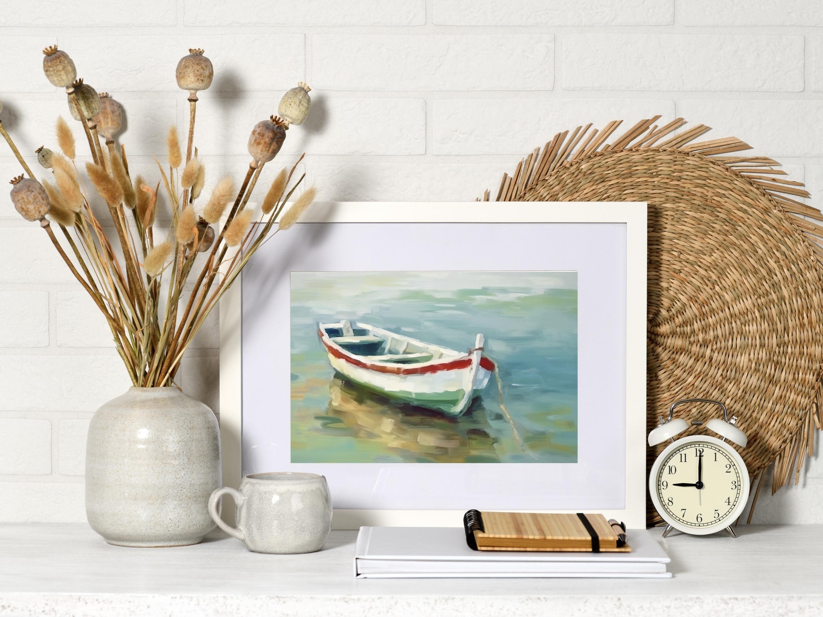 Boat Oil Painting Small Boat Printable Art Boat Wall Art - Etsy