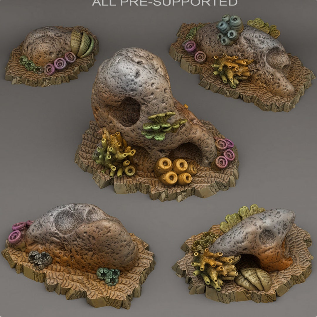 Tabletop Miniature Figure "underwater Stones Caves" for 28 Mm Scale ...