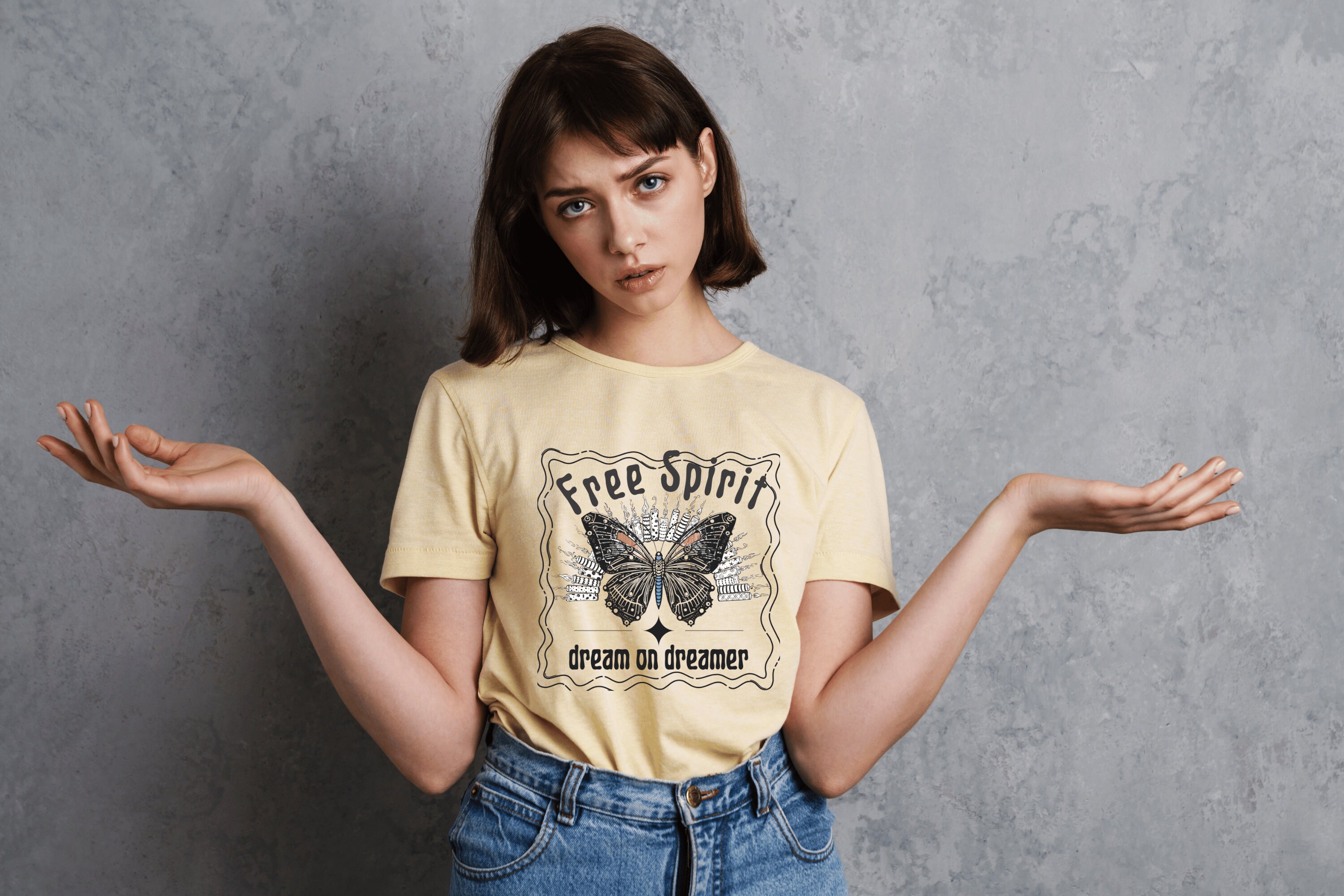 Free Spirit PNG Dreaming on Dreamers Png. Butterfly PNG Boho Png Retro ...