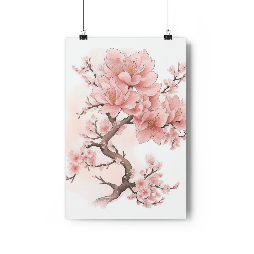 Sakura Poster Wall Art Sakura Blossom Flower Poster Cherry Blossom ...