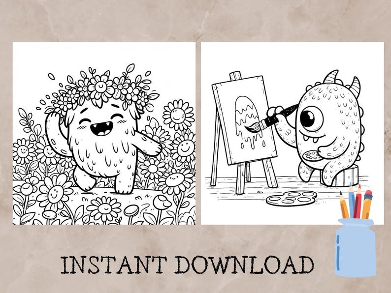 Cozy and Cute Monsters - 40 Coloring Pages, Pdf Download, for Adults ...