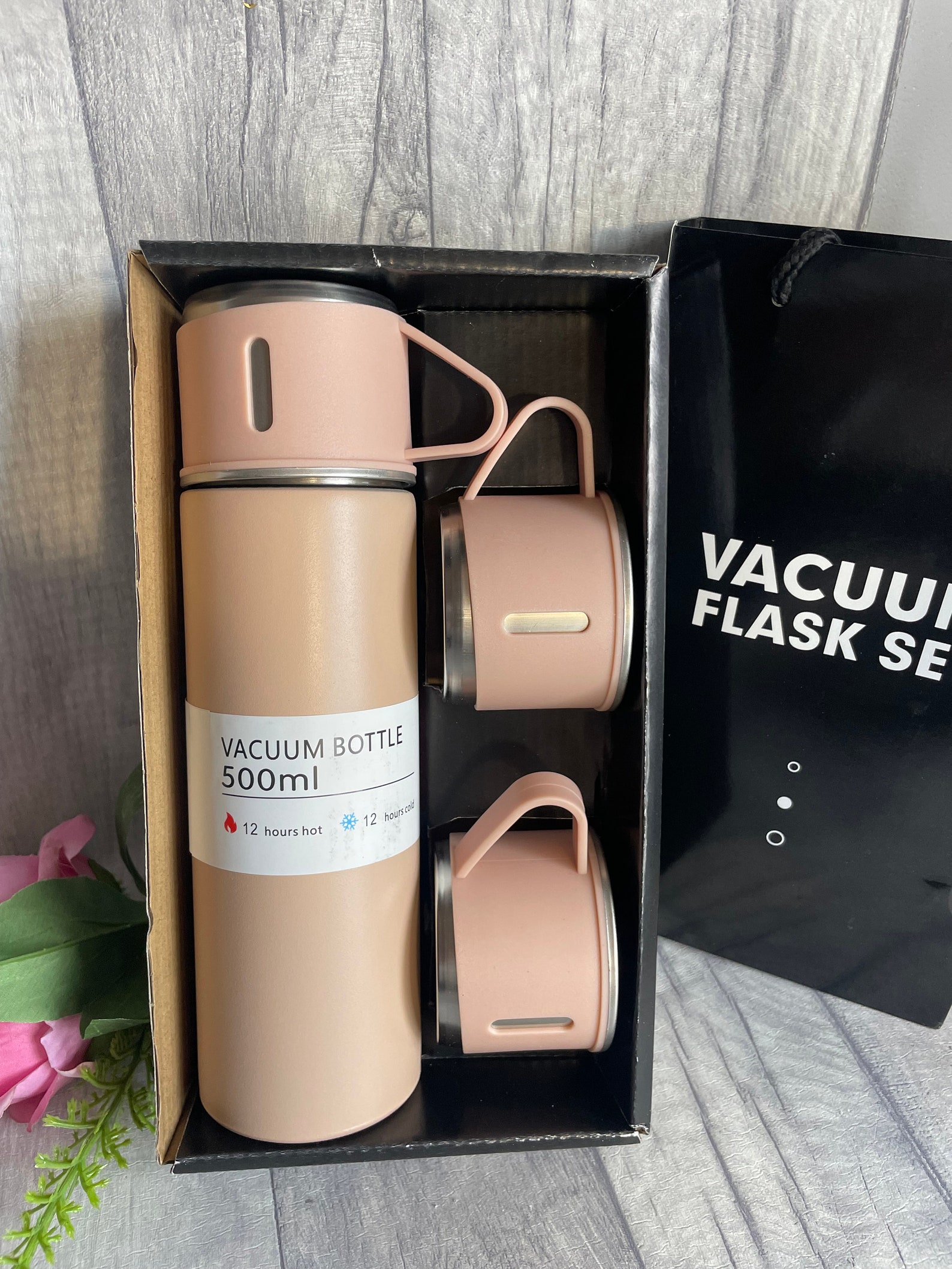 Light Pink Vacuum Bottle / Flask Set Can Be Personalised - Etsy