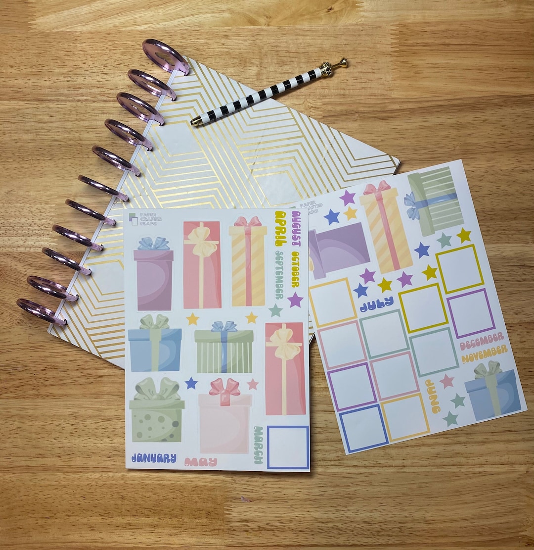 Planner Sticker Birthday Tracker Sticker Birthday Gift Box Sticker ...