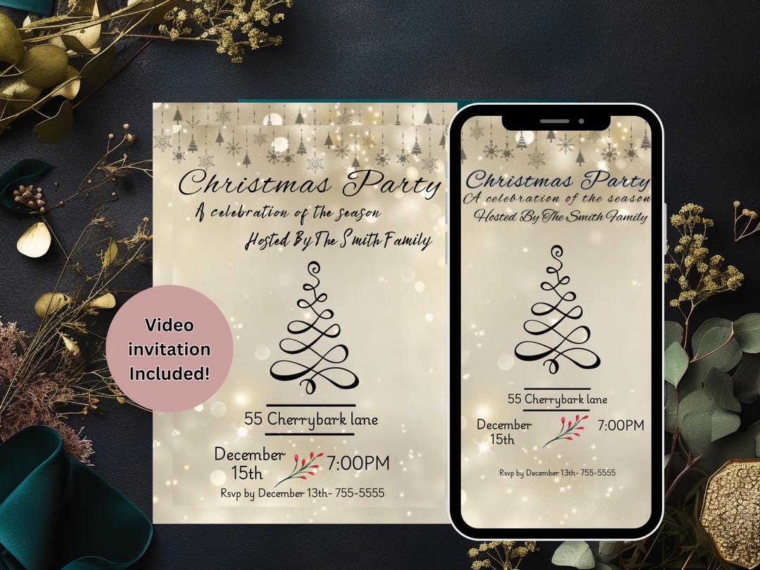 Digital Christmas Party Invitation Bundle, Editable Party Invitations ...