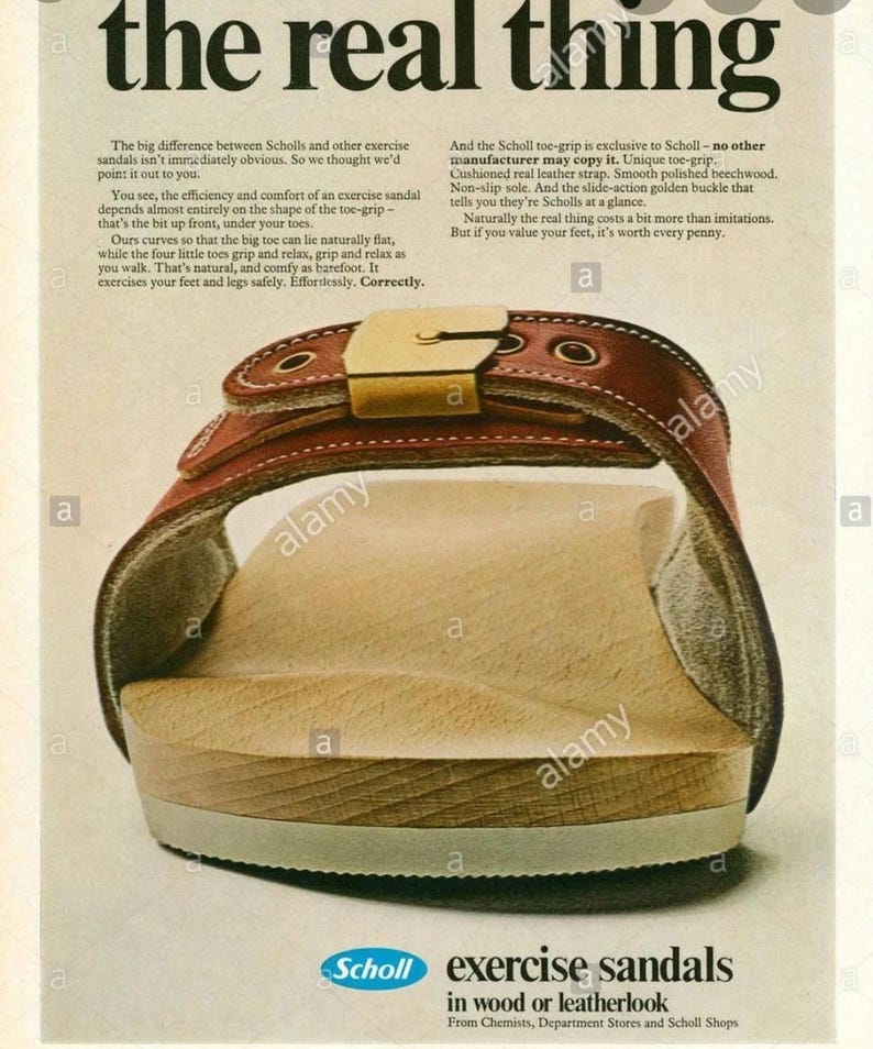 RARE Vintage 70's Blue Dr.scholl's Wooden Exercise Sandals Made in ...