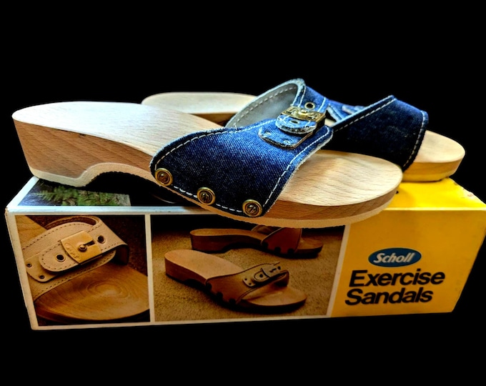 SUPER RARE Special Vintage 70s Denim Dr.scholl's Wooden Exercise ...