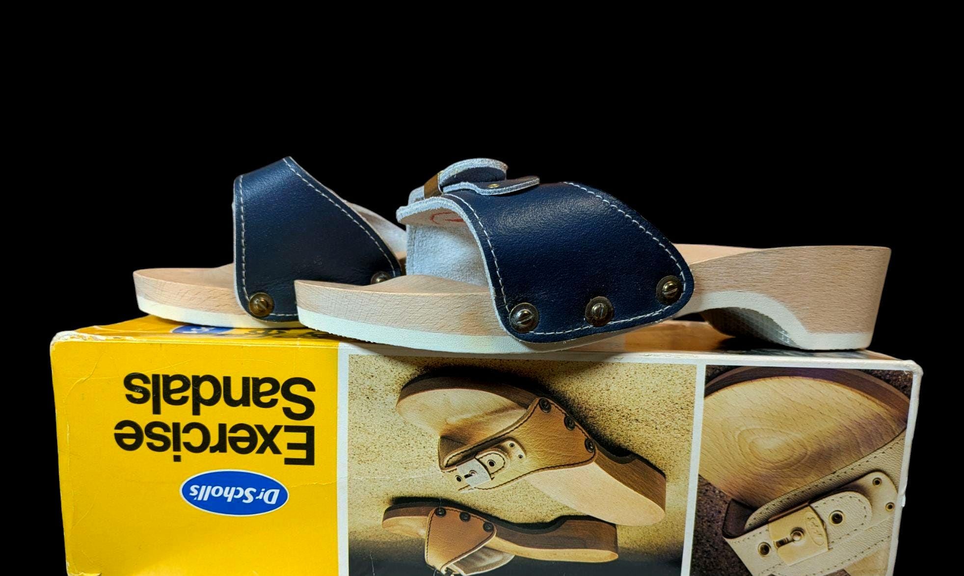 Rare Vintage 70's Dr. Scholl's Wooden Exercise Sandals Size 5-5.5 Made ...