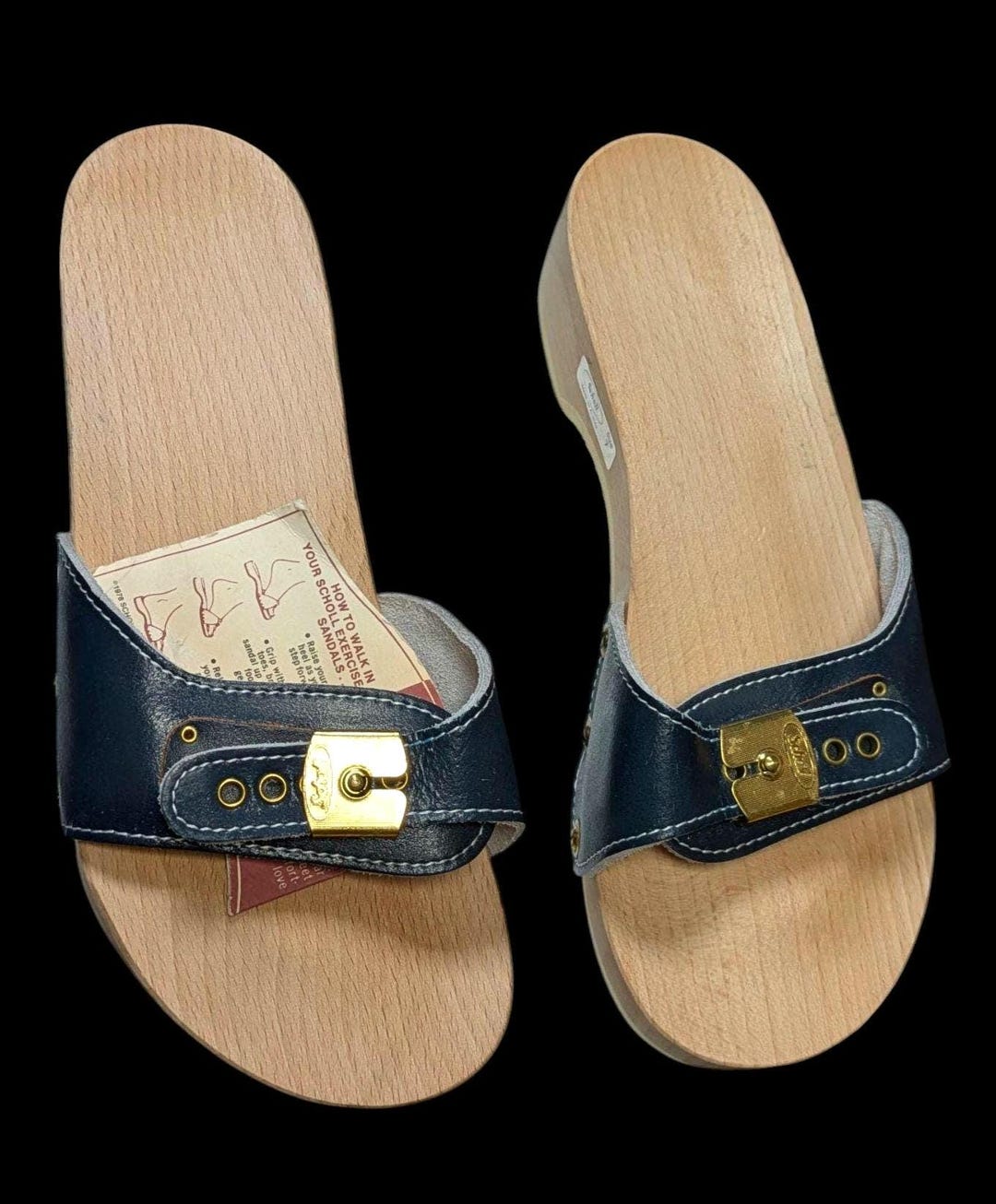 RARE Blue Vintage 70's Dr Scholl's Wooden Exercise Sandals Made in ...