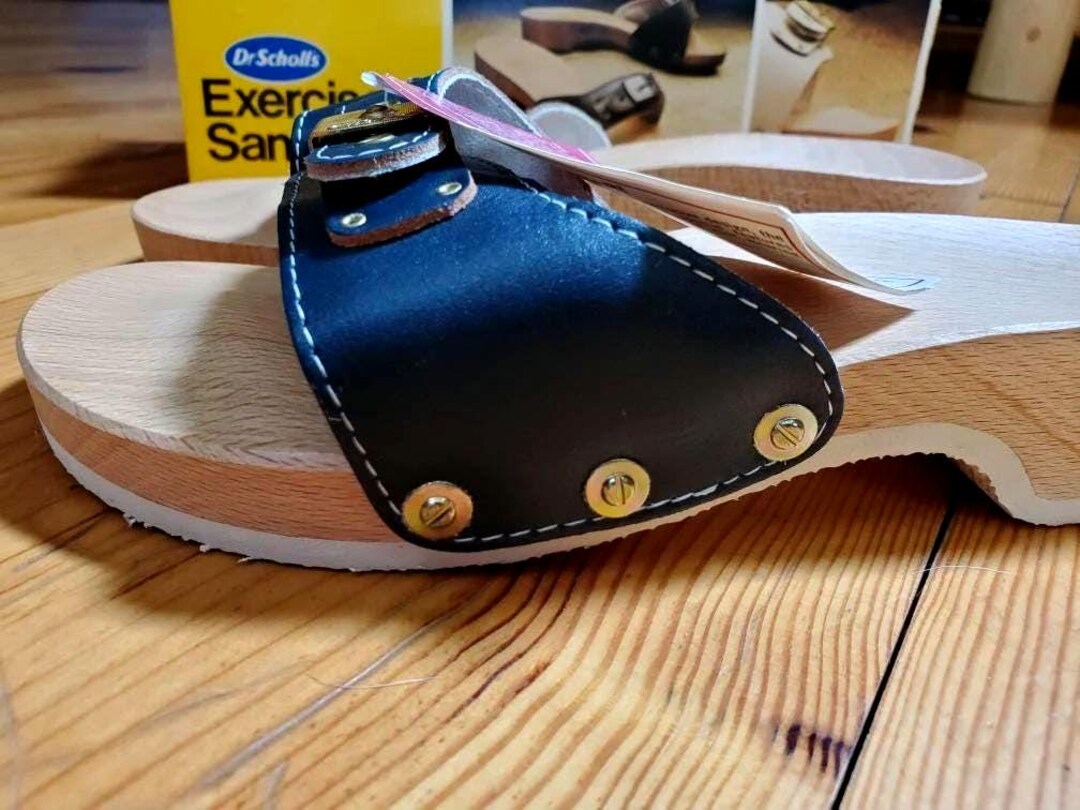 RARE Vintage 70's Blue Dr.scholl's Wooden Exercise Sandals Made in ...