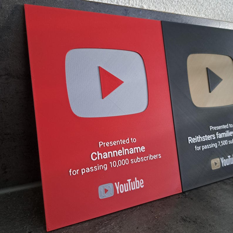 Personalized Youtube Award | 3D Printed Custom Award | Creator Gift ...