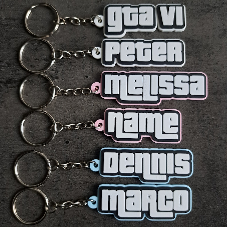 GTA Theme Name Keychain personalized - Etsy
