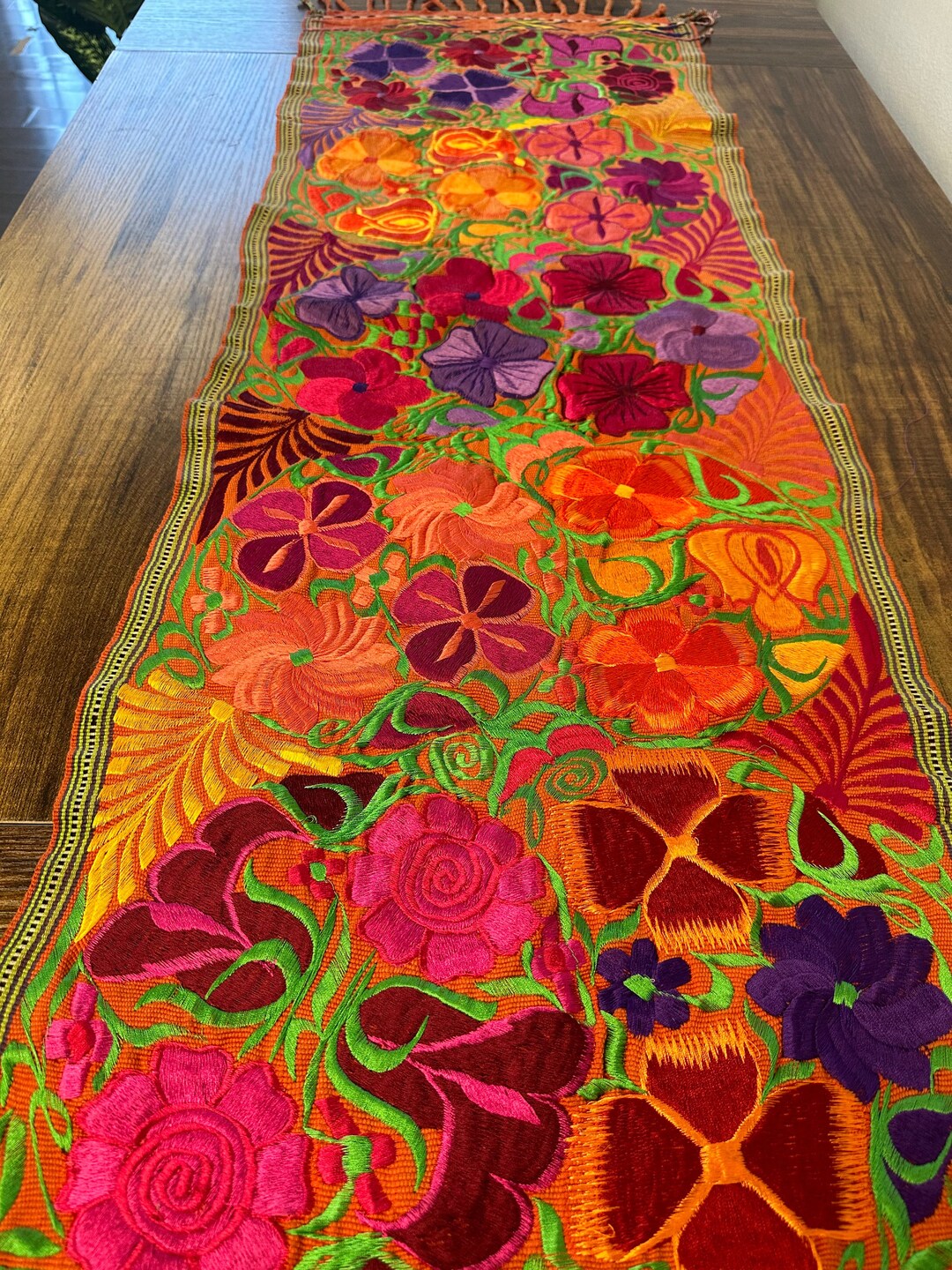 Embroidered Floral Table Runner - Etsy