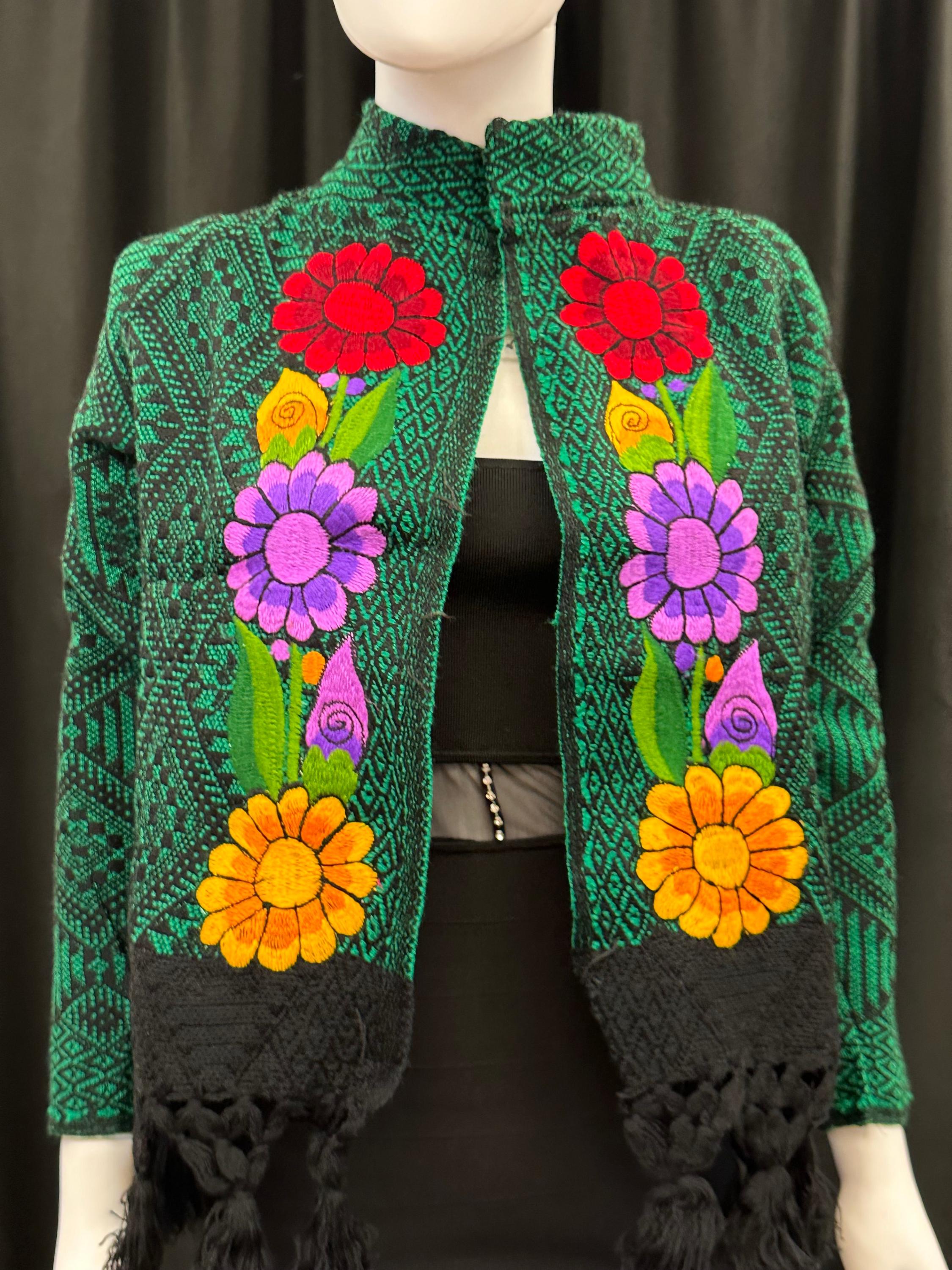 Women's Mexican Fringe Rose Embroidered Jacket - Etsy