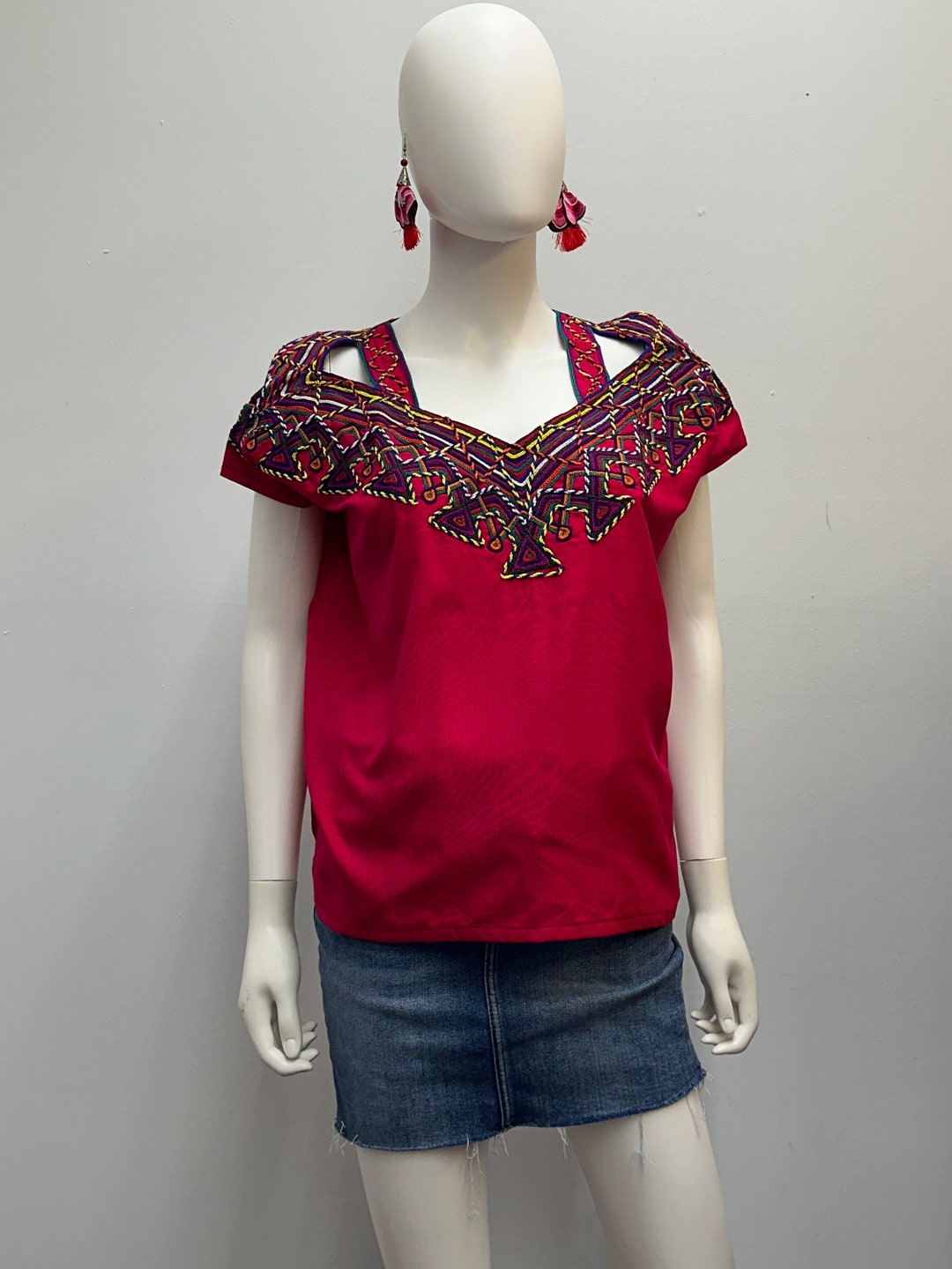 Women's Guatemalan Embroidered Huipil Blouse With Straps - Etsy