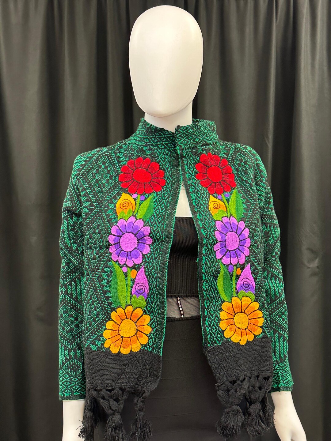 Women's Mexican Fringe Rose Embroidered Jacket - Etsy