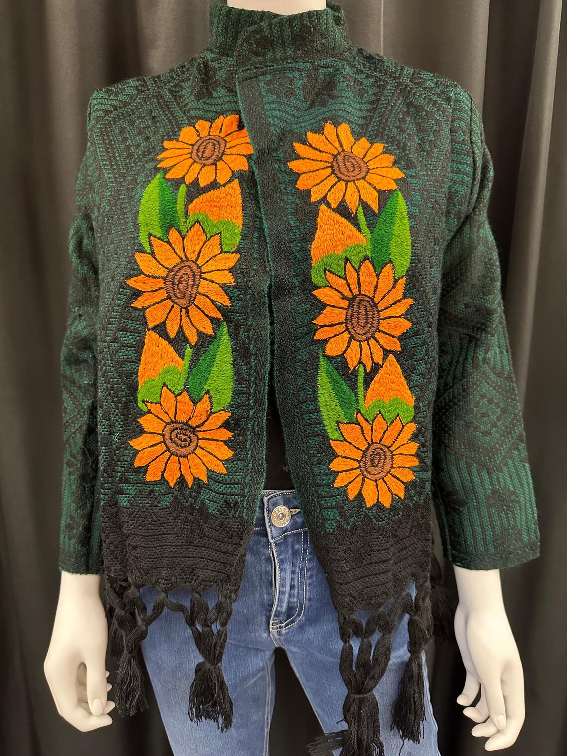 Women's Mexican Fringe Sunflower Embroidered Jacket - Etsy