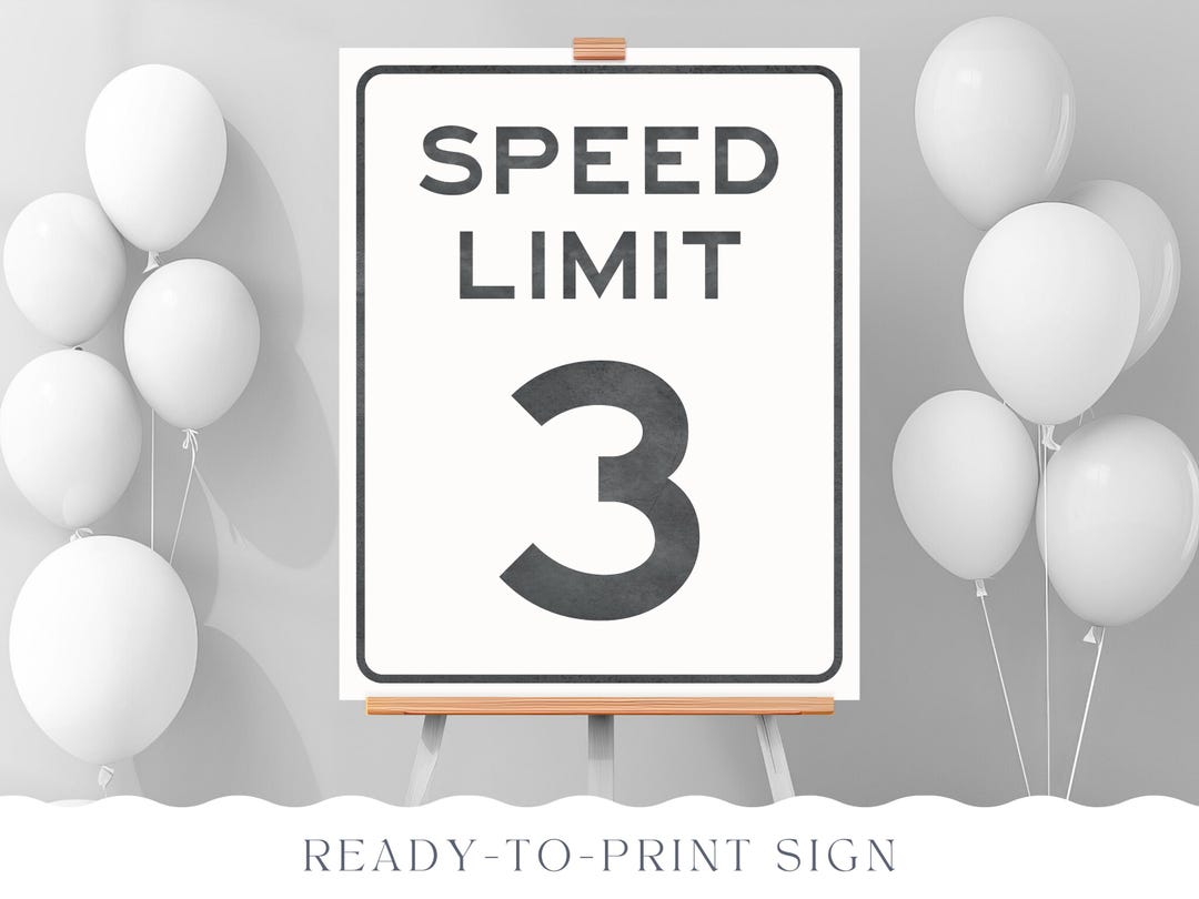 Speed Limit 3 Sign, Race on Over Car Birthday Party Theme, 3 Year Old ...
