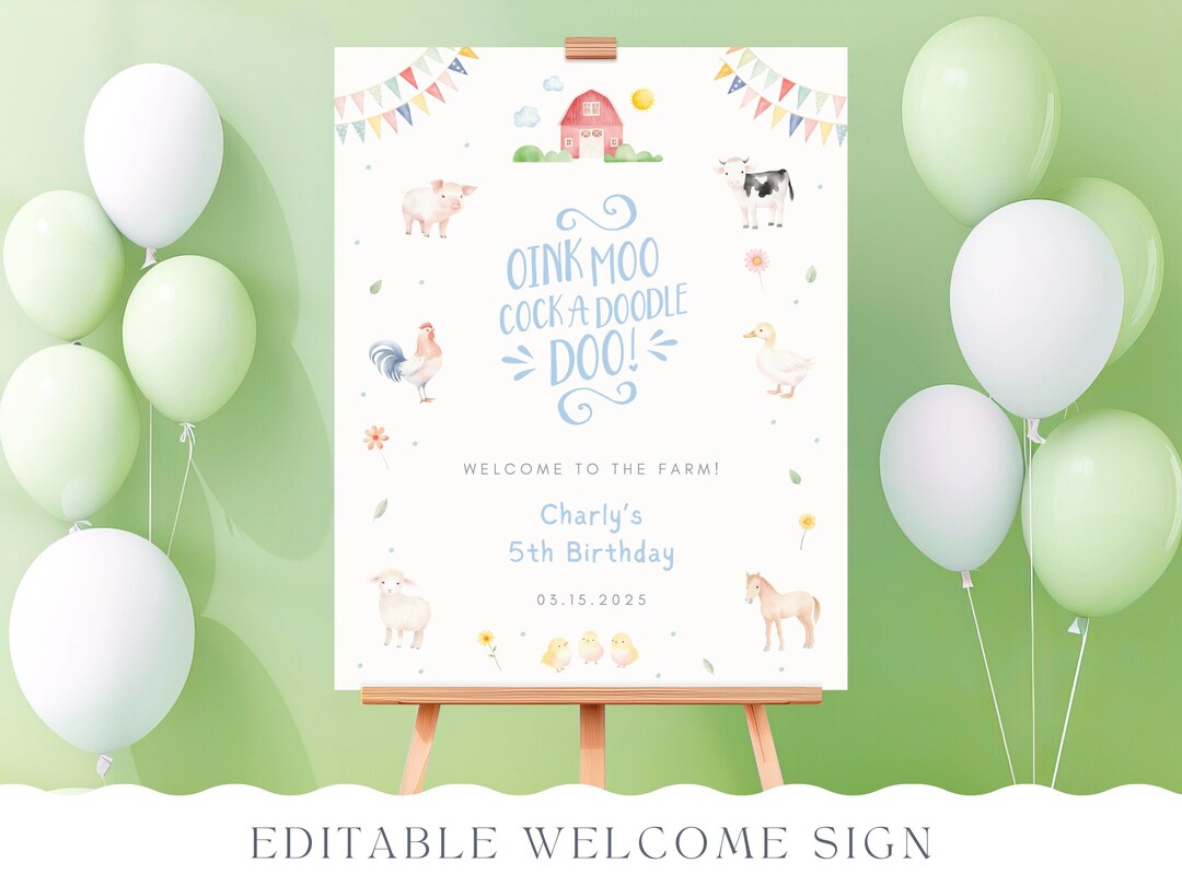 Farm Theme Welcome Sign, Farm Animal Birthday, 2nd Birthday Girl Party ...