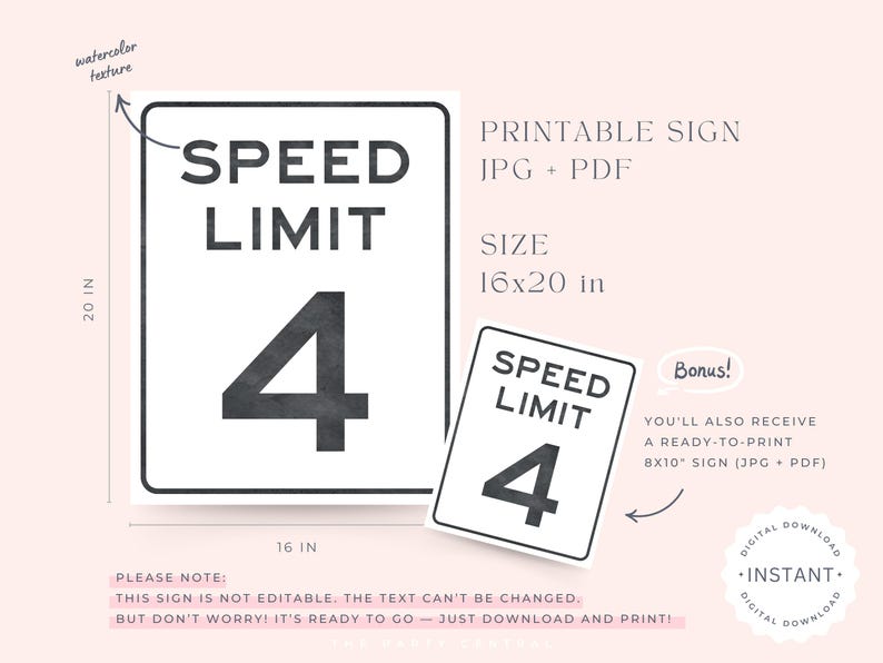 Speed Limit 4 Sign, Need Four Speed Birthday Party Theme, Boy Race Car ...