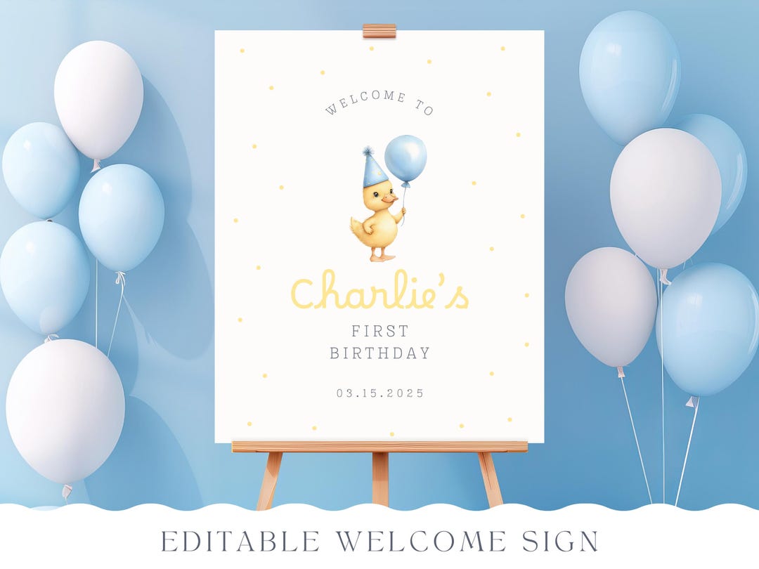 One Lucky Duck Birthday Sign, Duck Welcome Sign, One Lucky Duck Poster ...
