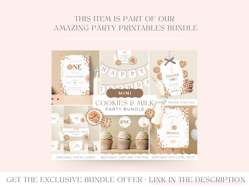 Cookies and Milk Food Tent, EDITABLE Food Card, One Sweet Cookie First ...