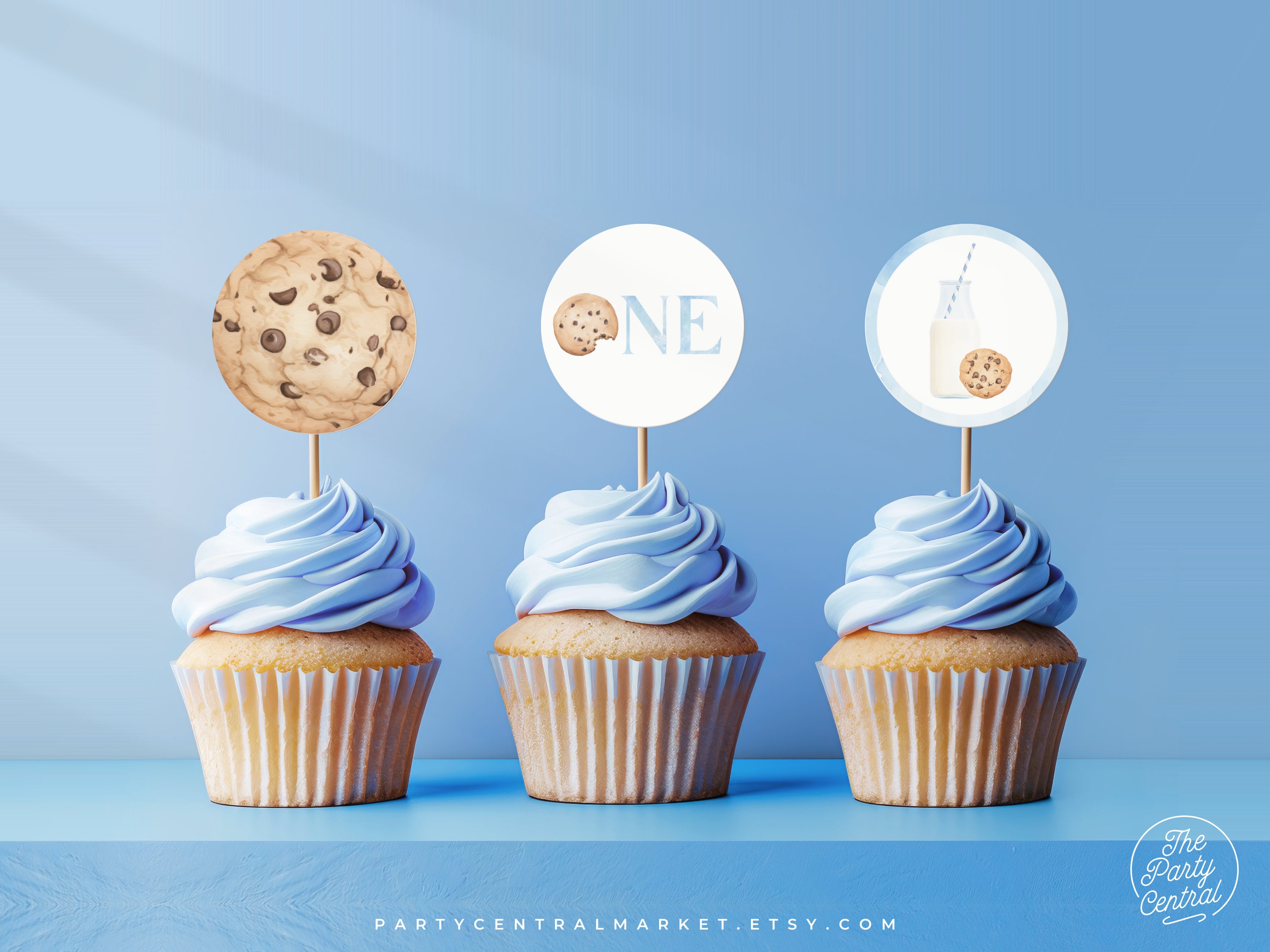 One Sweet Cookie Theme Cupcake Topper, Instant Download, Ready to Print ...