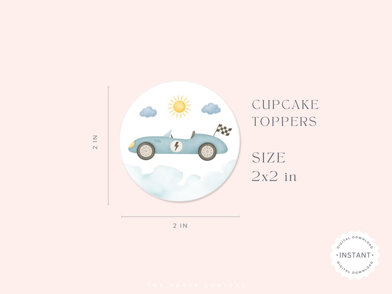 Race Car Birthday Cupcake Topper, Two Fast Party Theme Decoration, Fast ...