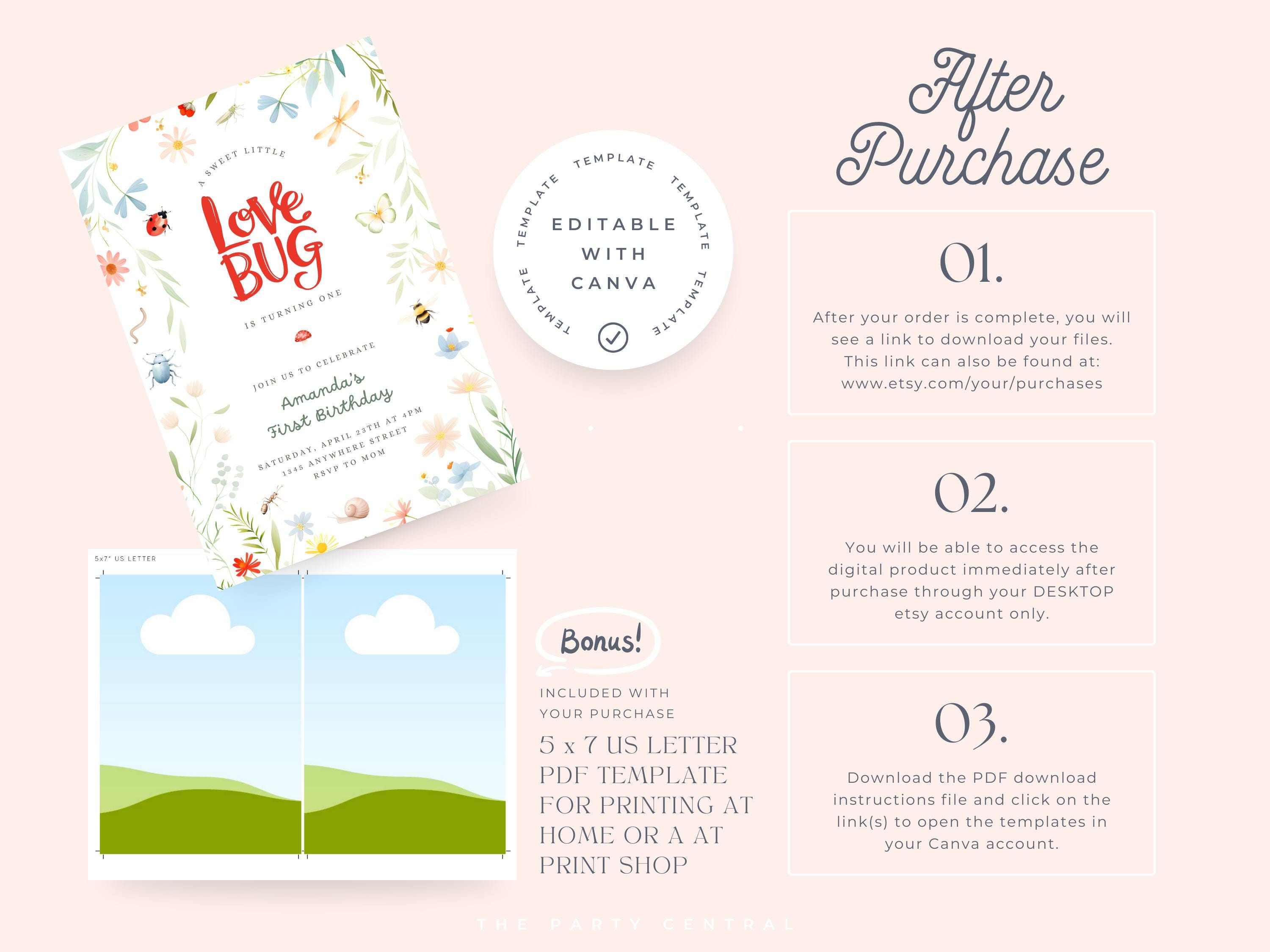 EDITABLE Our Sweet Little Love Bug First Birthday Invitation, Bugs and ...