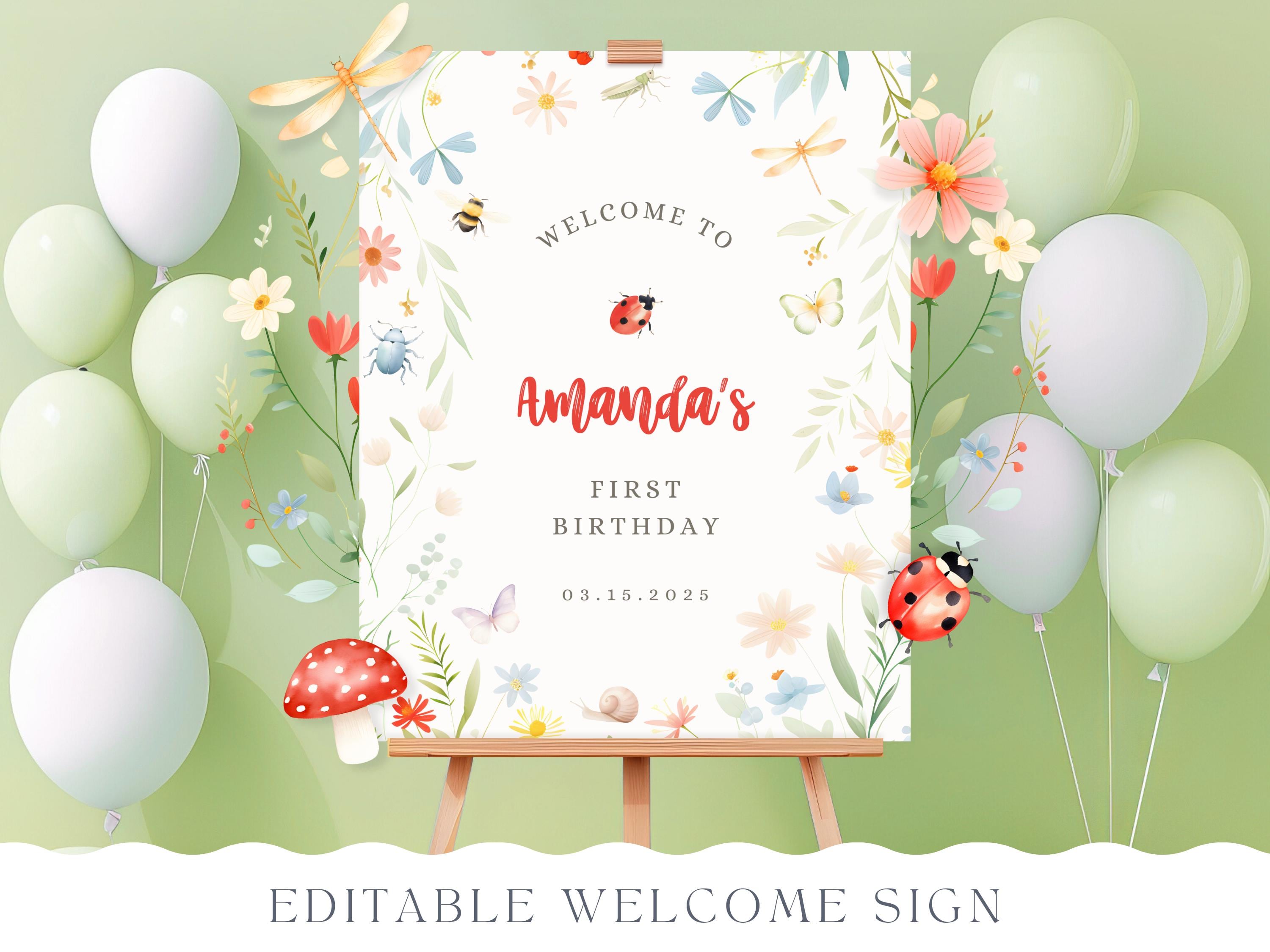 EDITABLE Welcome Sign With Bugs and Butterflies, Our Sweet Little Love ...