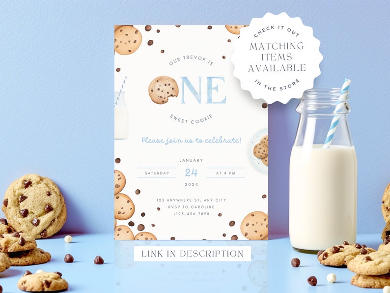 One Sweet Cookie Theme Cupcake Topper, Instant Download, Ready to Print ...