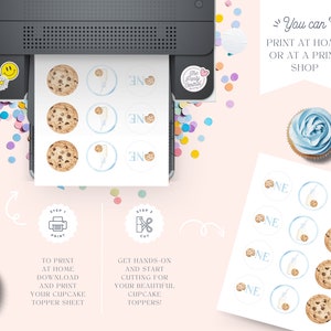 One Sweet Cookie Theme Cupcake Topper, Instant Download, Ready to Print ...