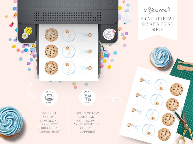 One Sweet Cookie Theme Cupcake Topper, Instant Download, Ready to Print ...