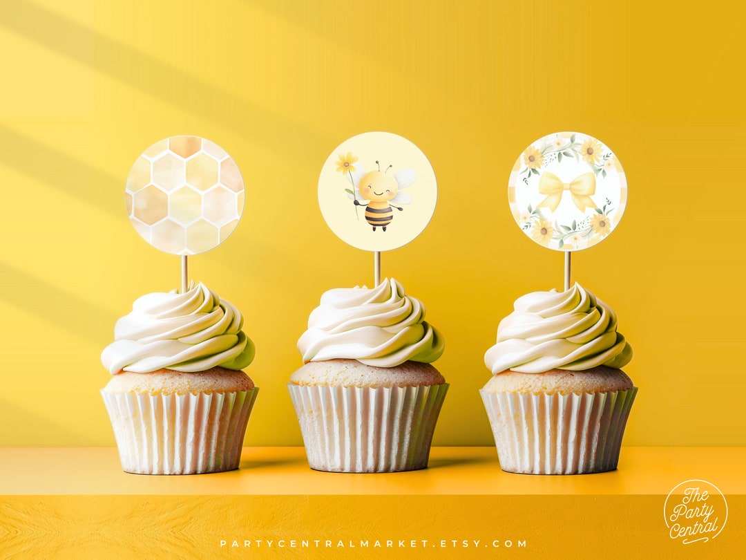 Honey Bee Cupcake Toppers, Instant Download, Ready to Print, Home ...