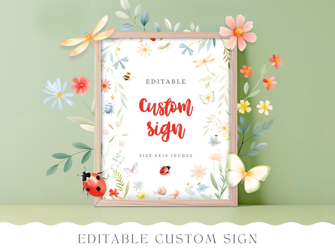 EDITABLE Custom Sign With Bugs and Butterflies, Our Sweet Little Love ...