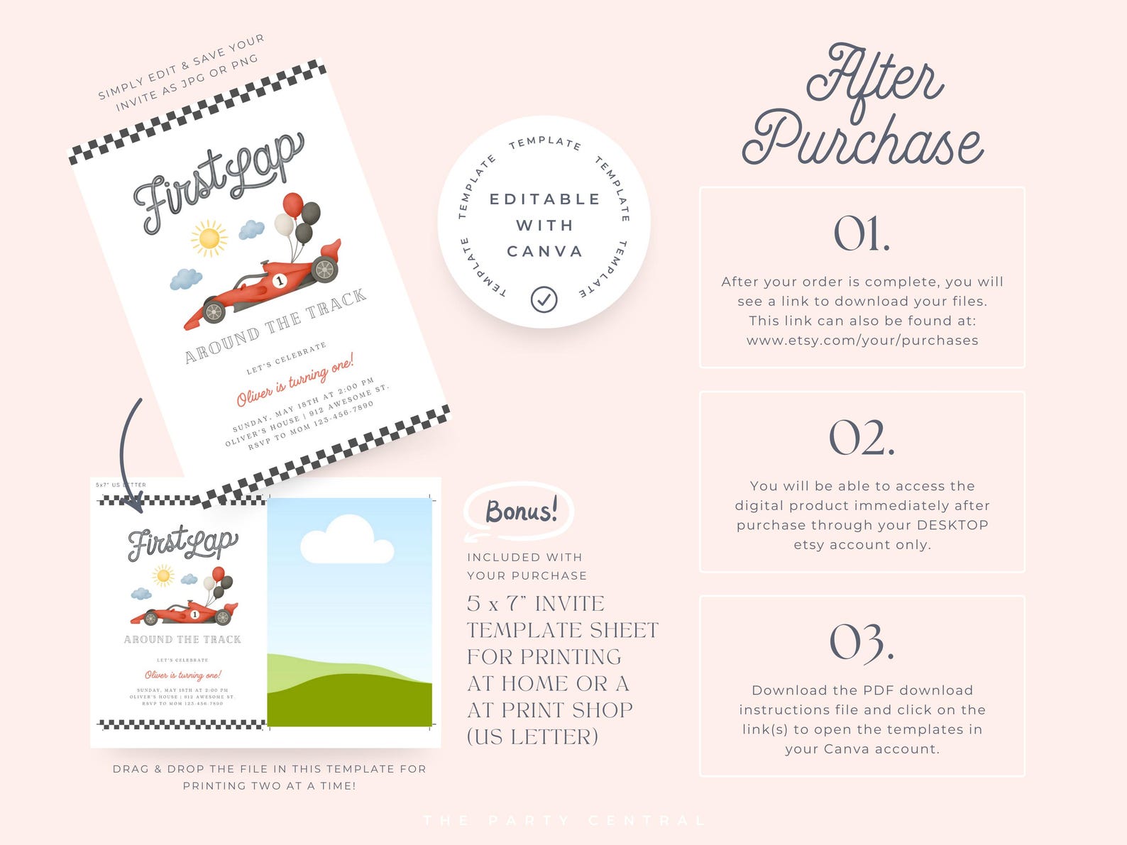 First Lap Around the Track Birthday Invitation, Formula One Race Car ...