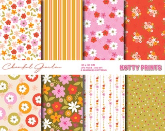 COLORFUL GARDEN, Floral Seamless Repeat Pattern, Backgrounds, Printable ...
