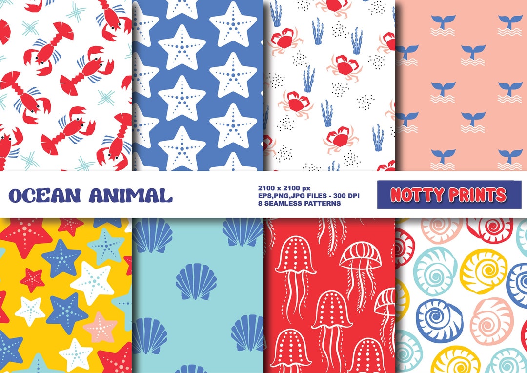 Sea Animals Digital Paper Set, Under the Sea Digital Paper Set ...