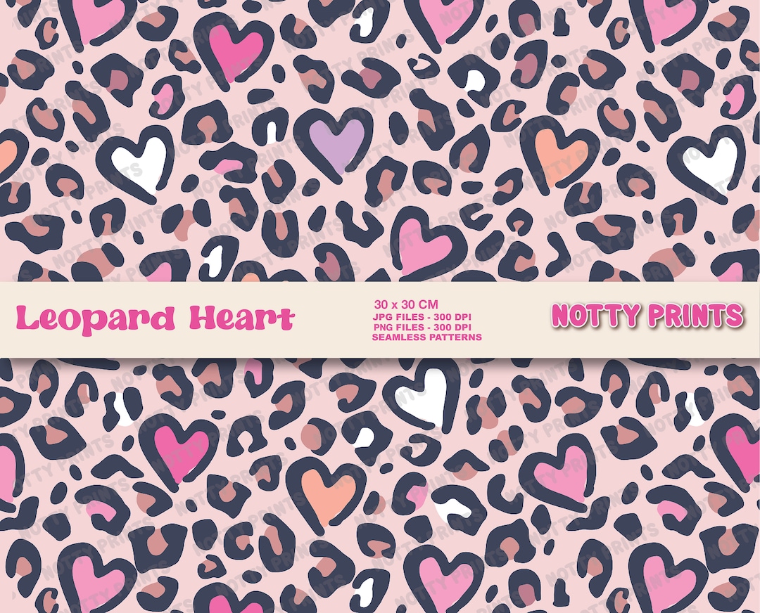 Pink Leopard Print With Hearts, Seamless Pattern (digital Download) - Etsy