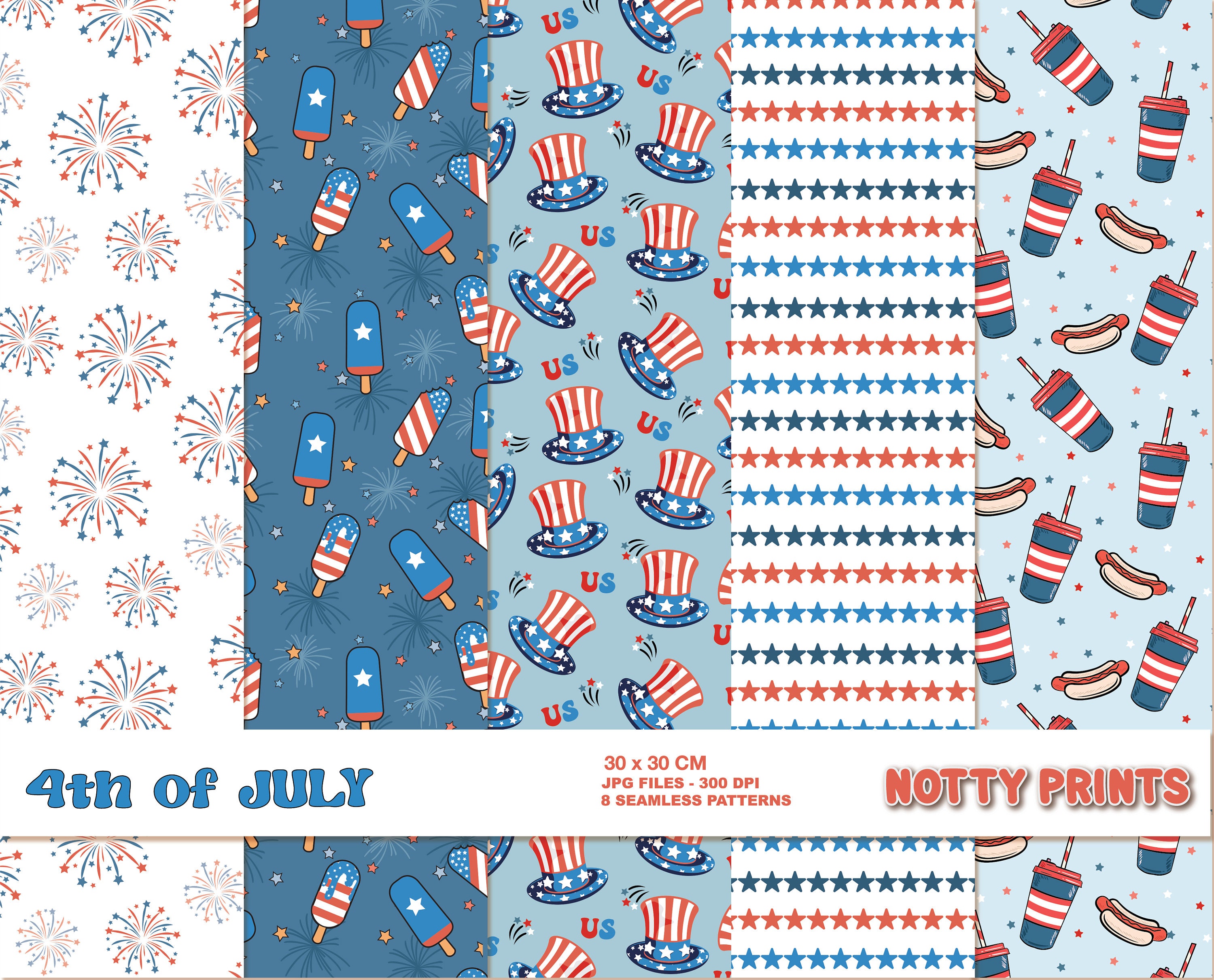 4TH Ofjuly PATTERN , Retro Fourth July Seamless Repeat Pattern, 4th of ...