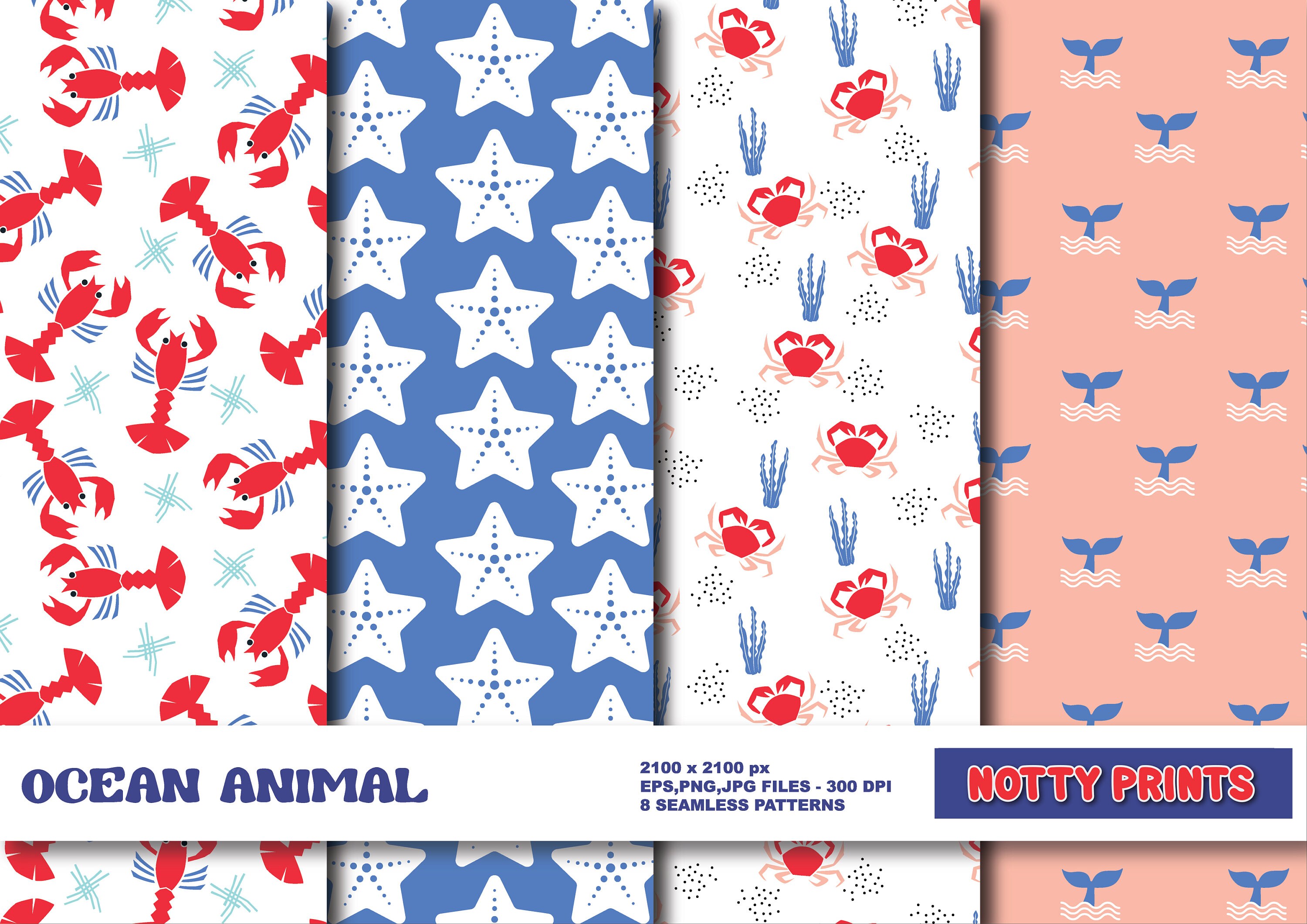 Sea Animals Digital Paper Set, Under the Sea Digital Paper Set ...