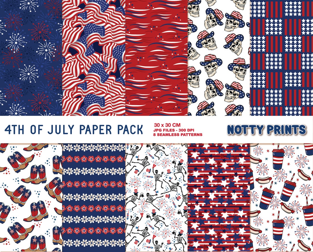 4th of July Digital Paper, Fourth of July Wallpaper, Independence Day ...