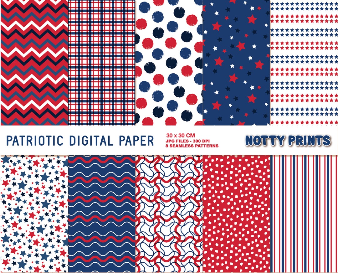 Patriotic Digital Paper 4th of July Paper Backgrounds 10 Scrapbook ...