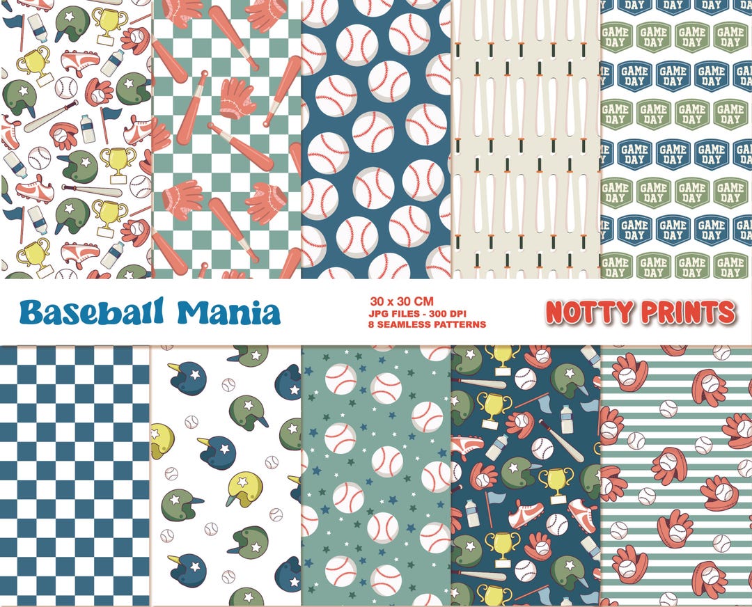 Baseball Pattern, Retro Ballpark Seamless Print (digital Download) - Etsy