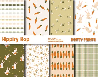 BUNNY HOP, Bunny Easter Spring Seamless Repeat Pattern, Backgrounds ...