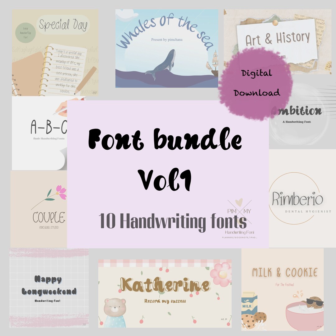 Font Bundle Vol1,handwriting Fonts, Font Bundle , Mochi Font,cute Fonts ...