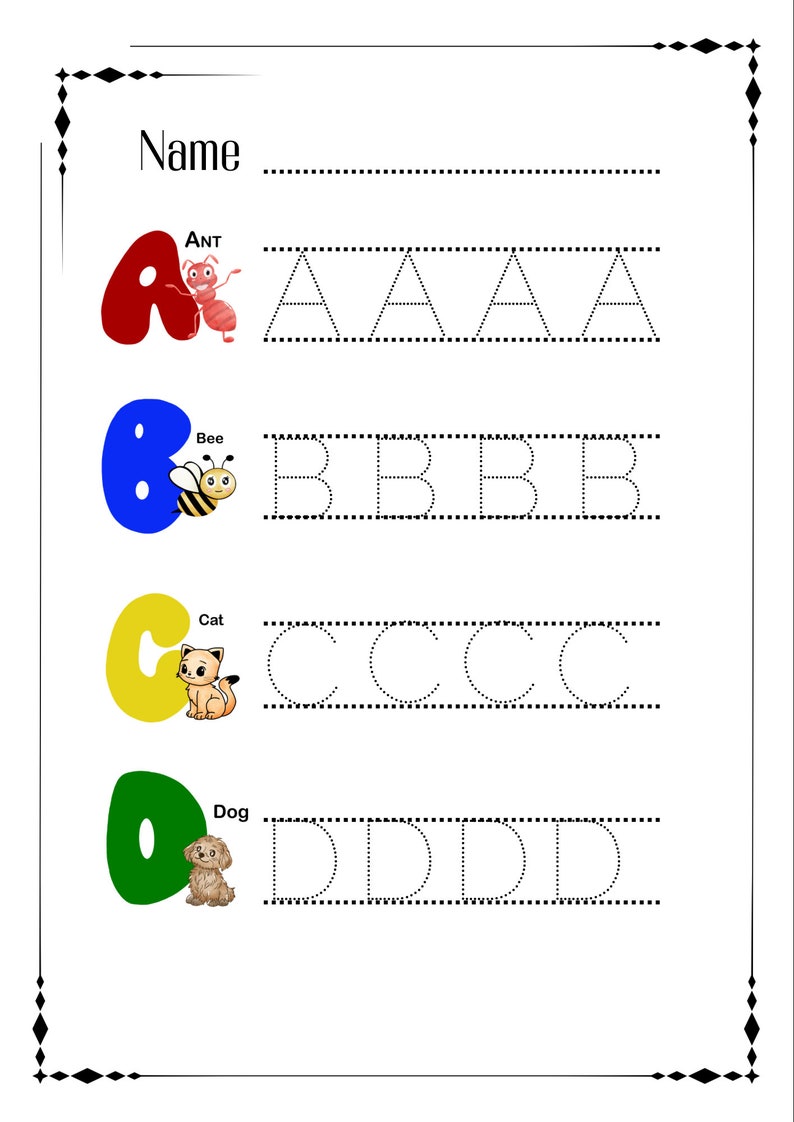 Writing Practice Alphabet,printable Preschool Activities, Worksheet ...