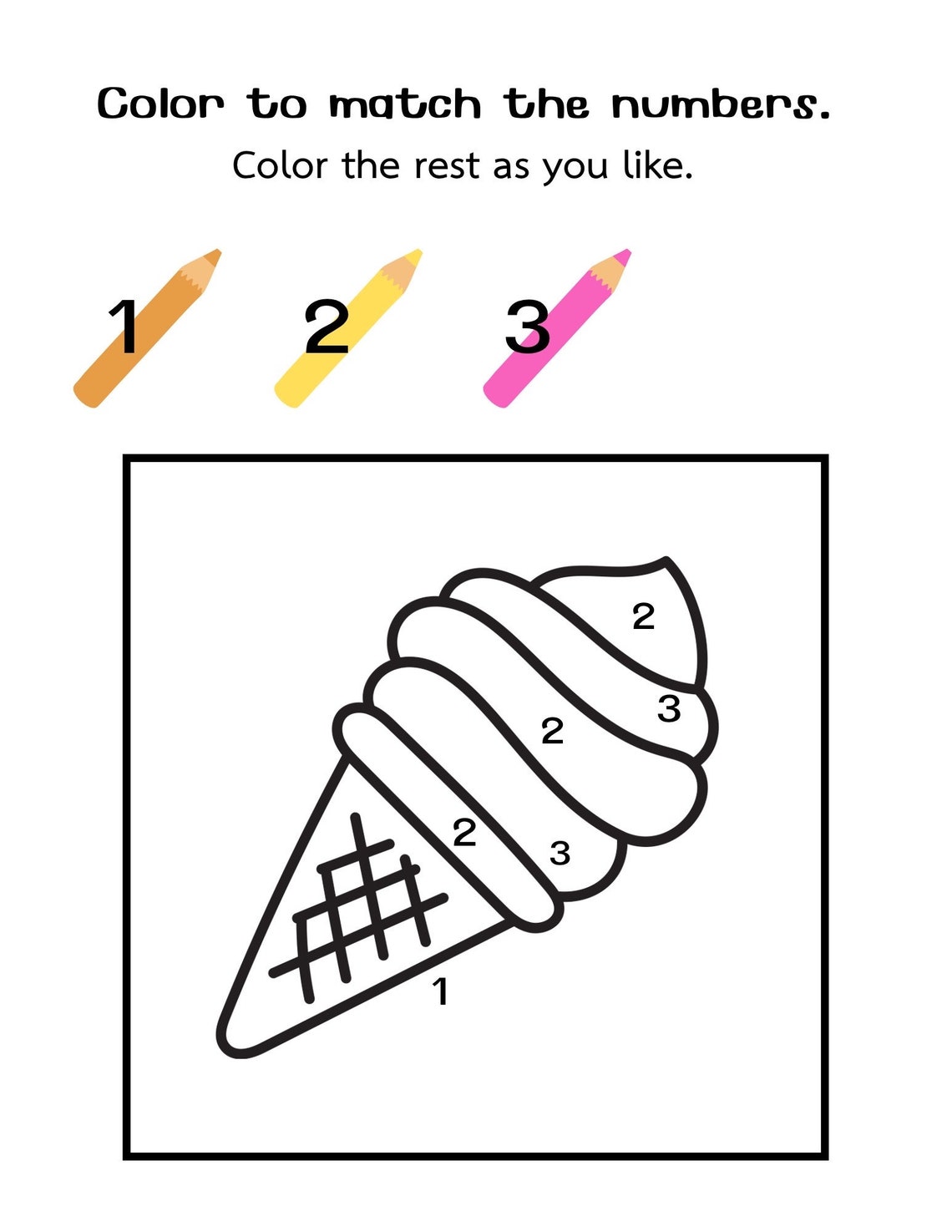 Color to Match the Numbers,printable Match Color,matching Numbers ...
