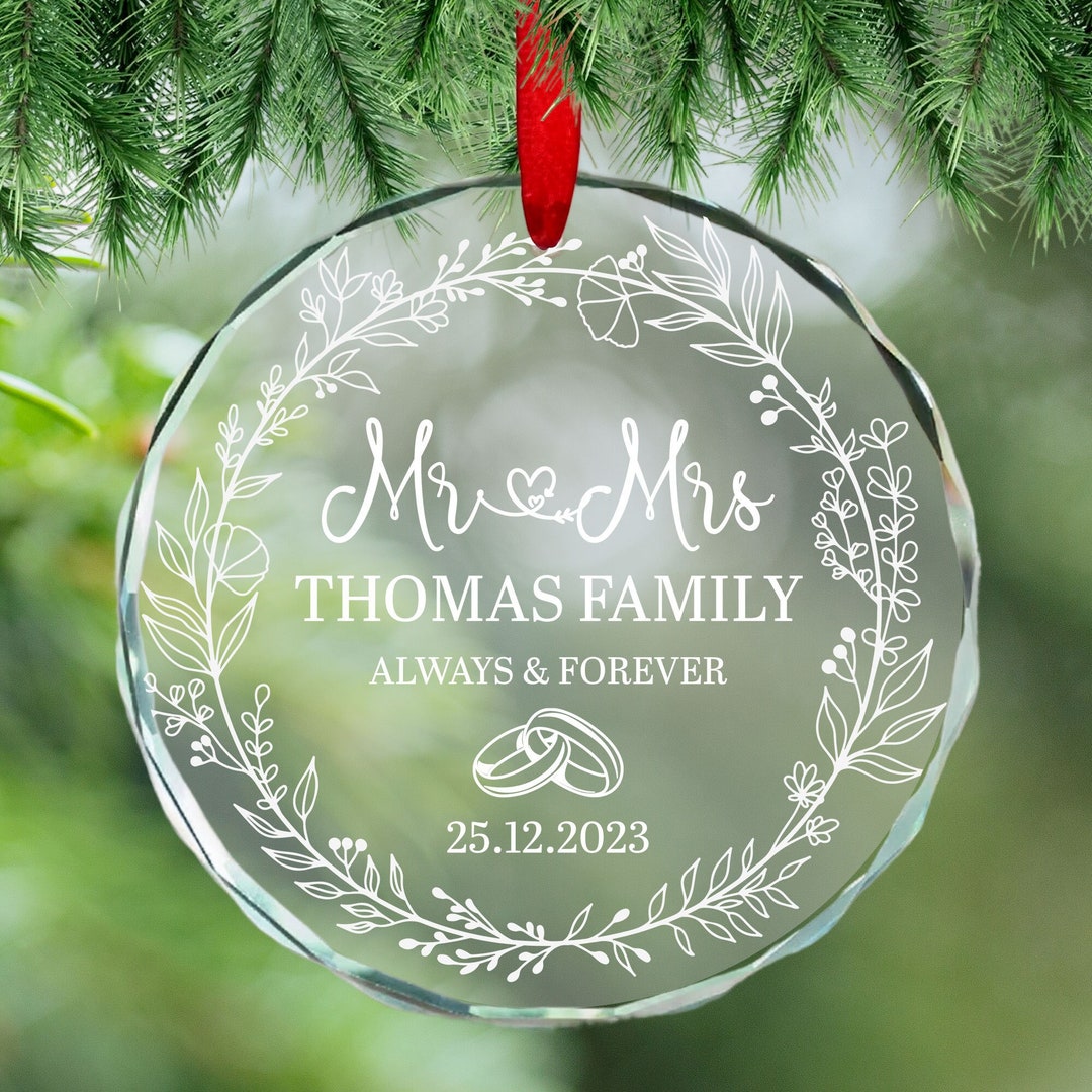 Personalized Mr and Mrs Christmas Glass Ornament Custom Name - Etsy