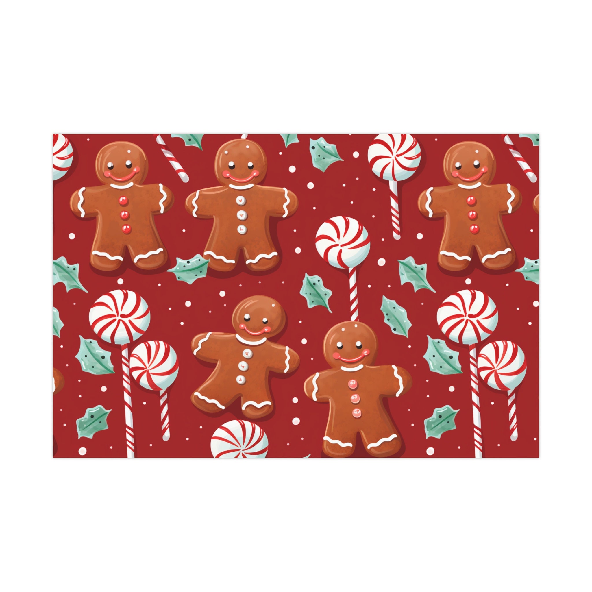 Gift Wrap Papers, Red Gingerbread Man Christmas Candy Cane sold by ...